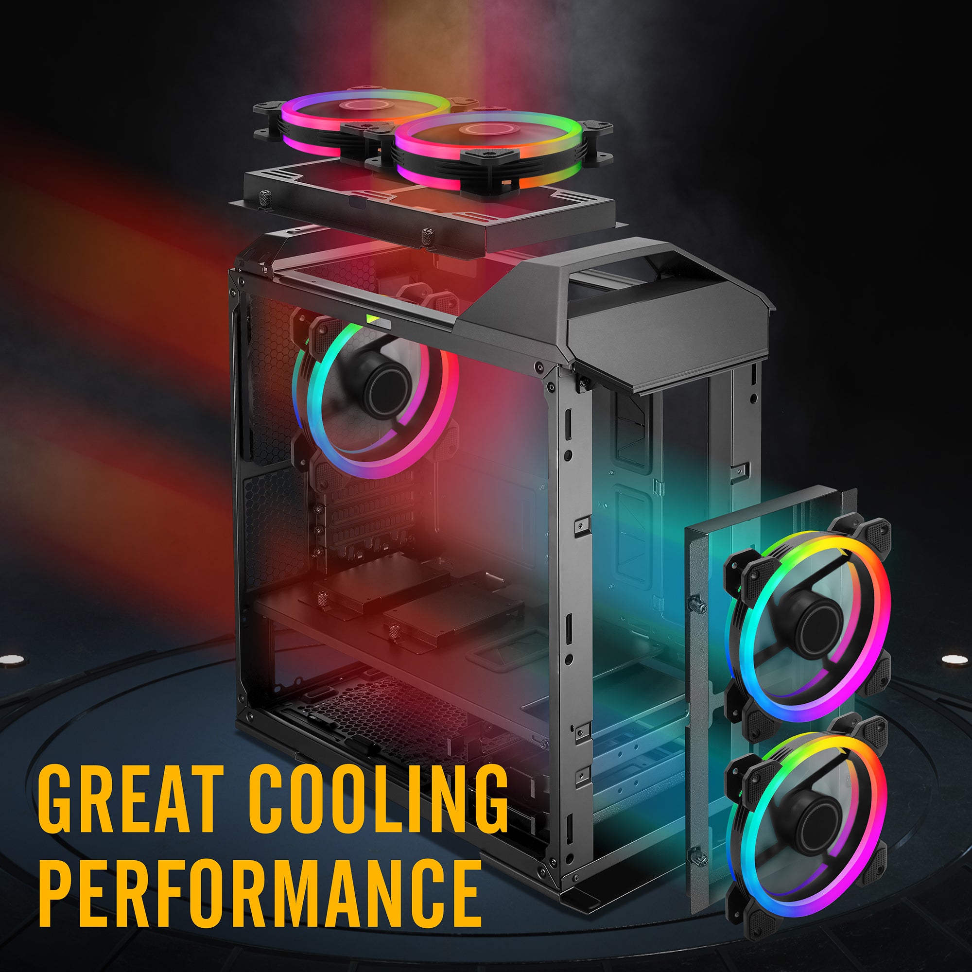 Dual Ring 120mm RGB Case Fan with HUB and Remote – EZDIY-FAB