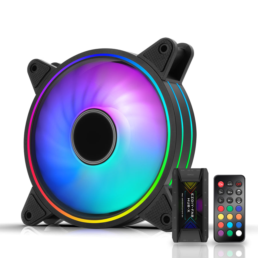 Moonlight 120mm RGB Case Fan with Fan Hub X and Remote – EZDIY-FAB