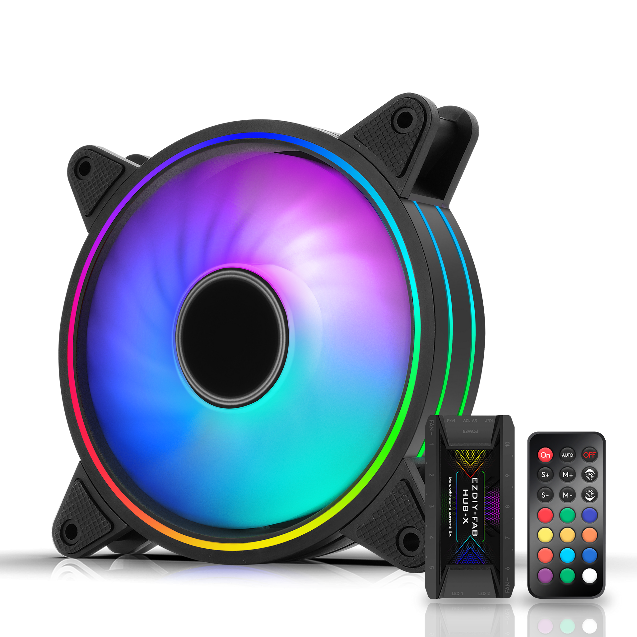 Moonlight 120mm RGB Case Fan with Fan Hub X and Remote – EZDIY-FAB