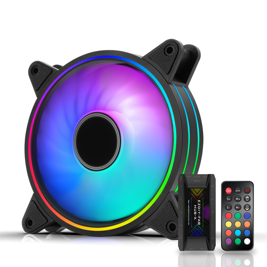 Moonlight 120mm RGB Case Fan with Fan Hub X and Remote – EZDIY-FAB