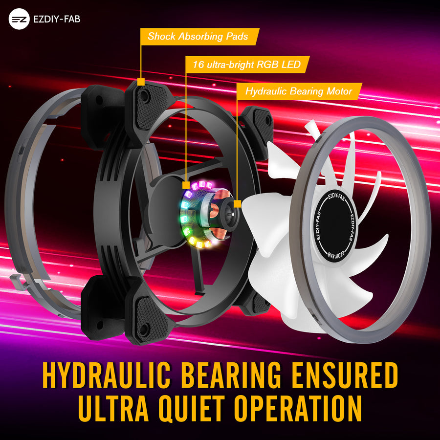 120mm Computer Case Fan with Fan Hub X and Remote – EZDIY-FAB
