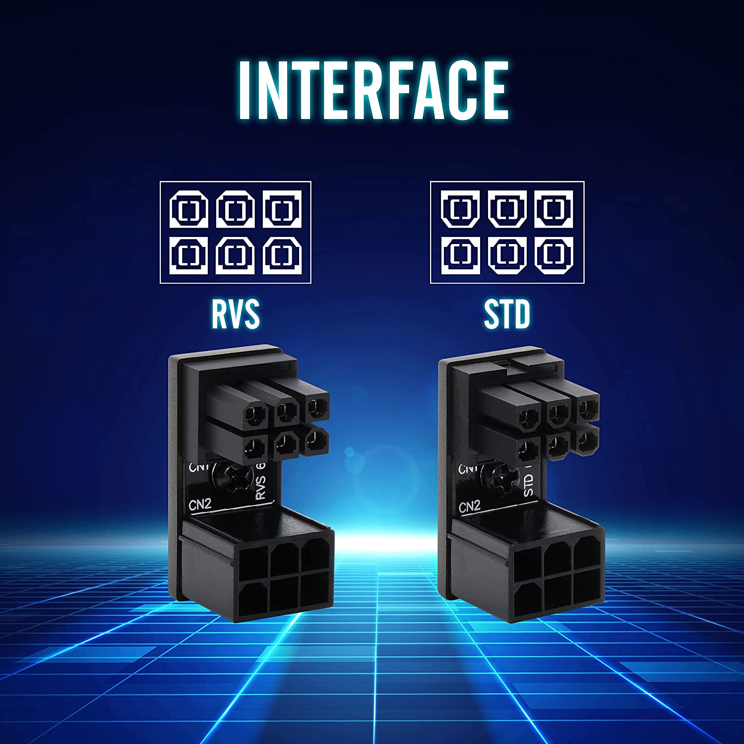 GPU 6 Pin U Turn 180° Connector (Standard+Reverse) - 2 PACK – EZDIY-FAB