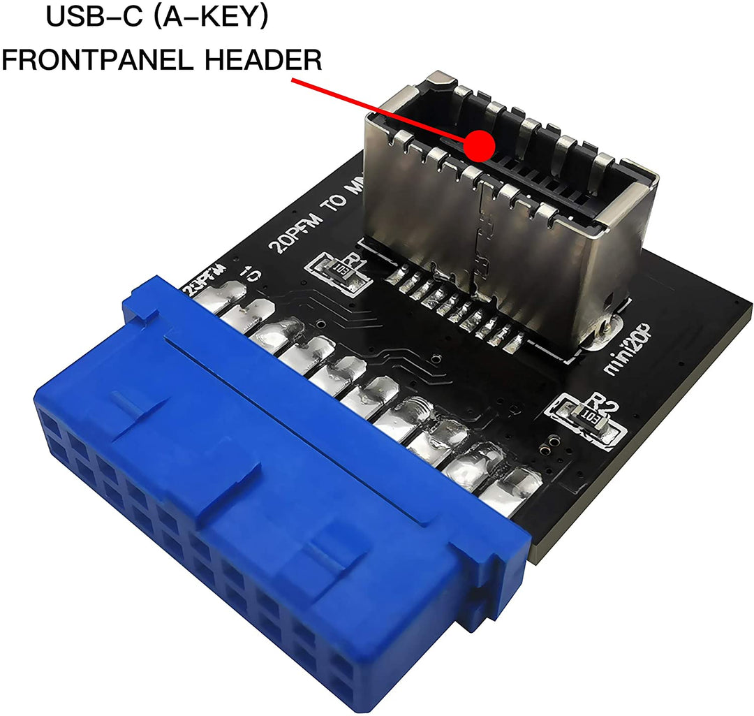 USB 3.0 (3.1 Gen 2) Internal (19-Pin) Header to USB 3.1/3.2 Type-C (20 ...
