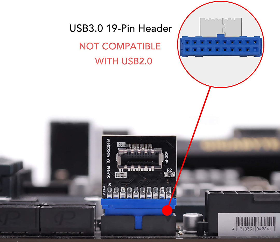 USB 3.0 (3.1 Gen 2) Internal (19-Pin) Header to USB 3.1/3.2 Type-C (20 ...