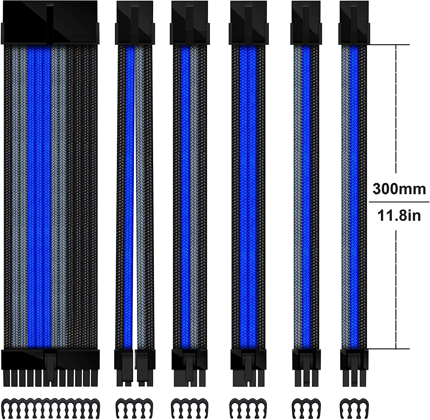 16 AWG NYLON PSU EXTENSION - BLACK/GRAY/BLUE – EZDIY-FAB