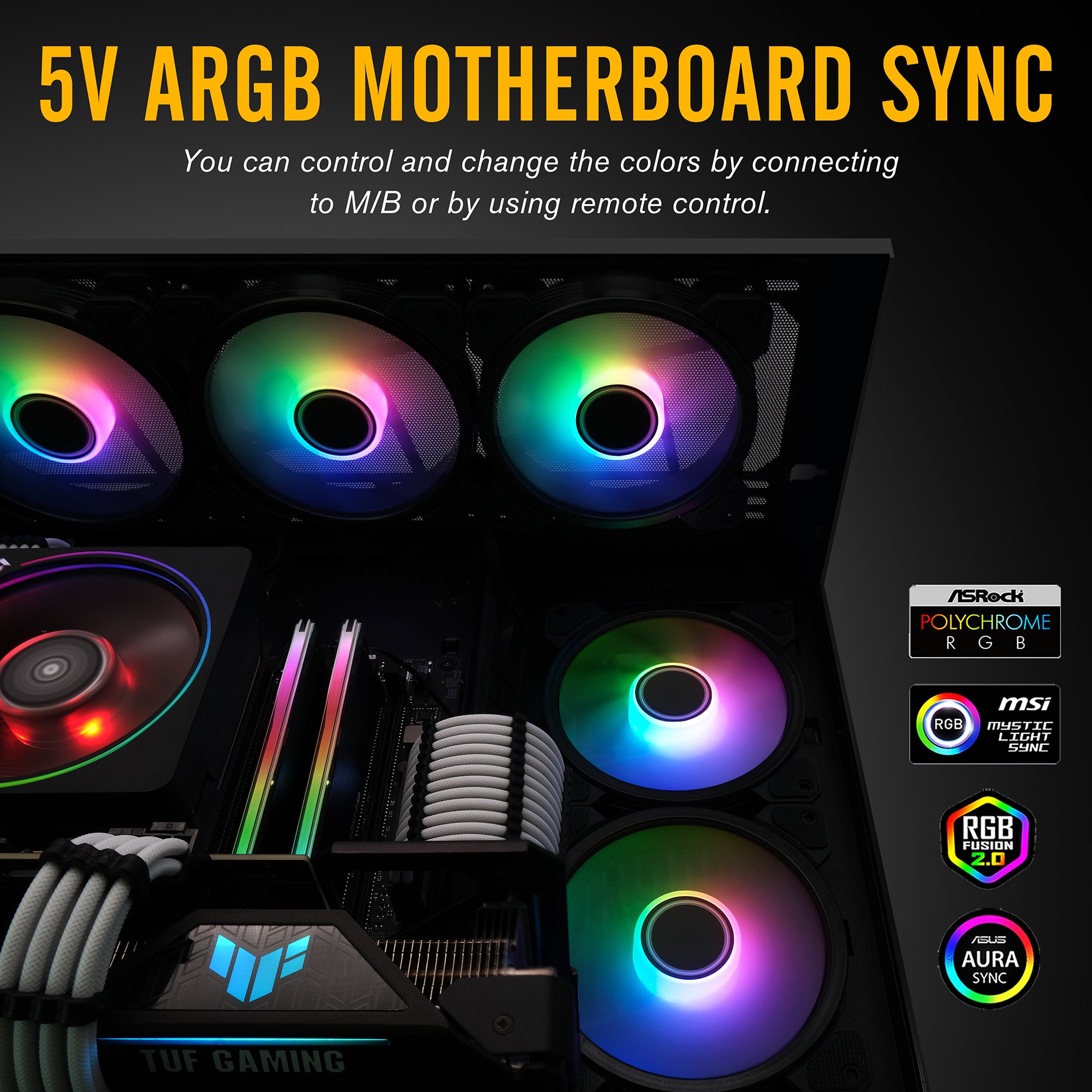 120mm Computer Case Fan with Fan Hub X and Remote – EZDIY-FAB