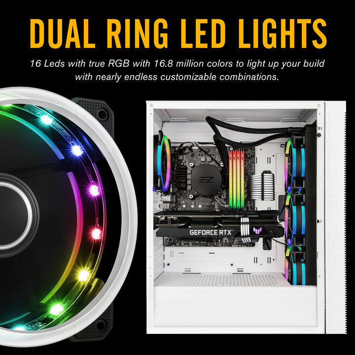 Dual Ring 120mm RGB Case Fan with Fan Hub X and Remote – EZDIY-FAB