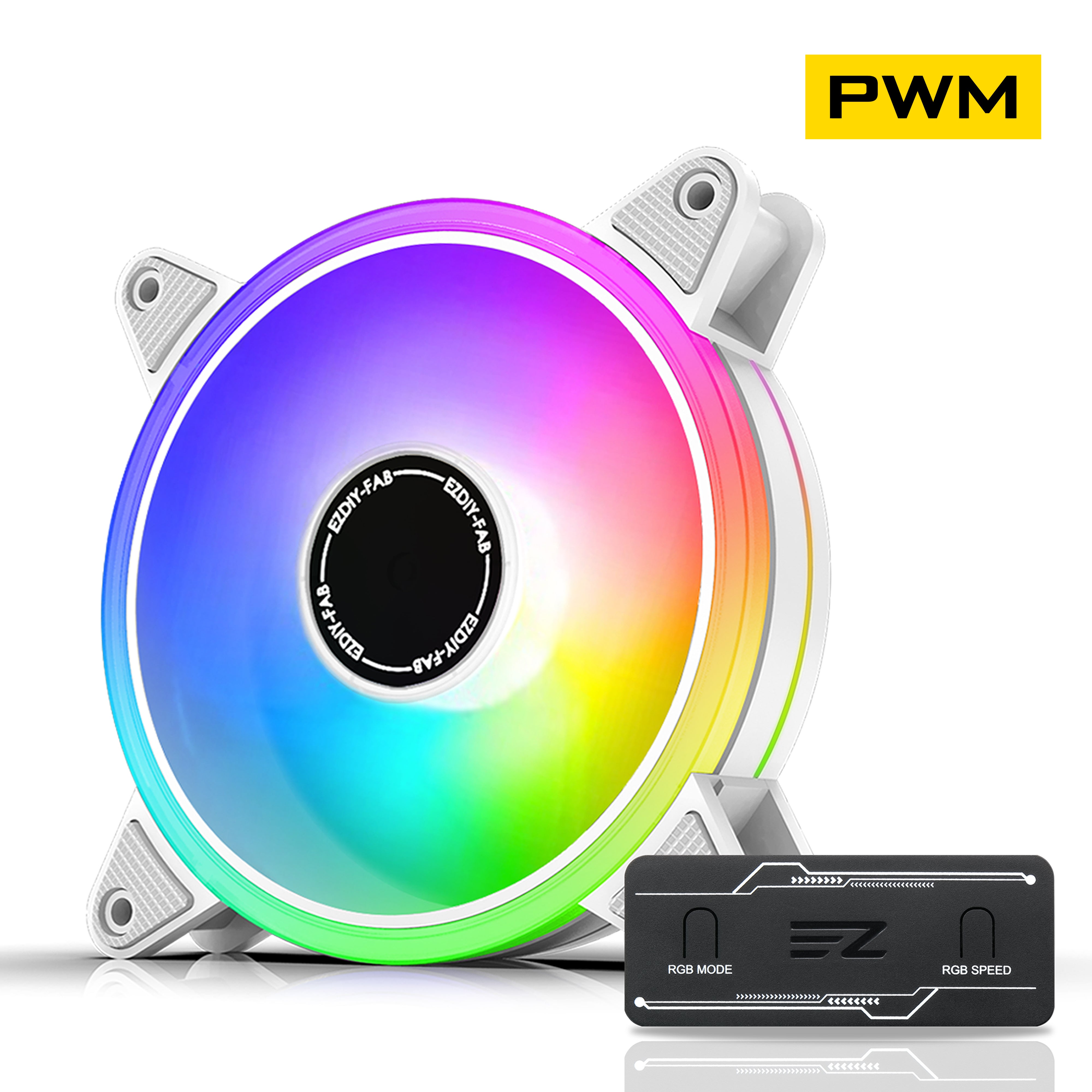 White Moonlight 120mm RGB Case Fan with PWM Fan HUB – EZDIY-FAB